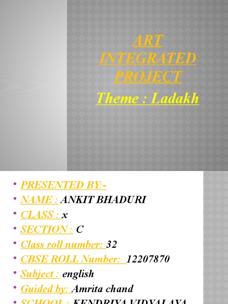 ART Integrated Project On Ladakh (Class - 10 - English) - Presented by Ankit Bhaduri | PDF