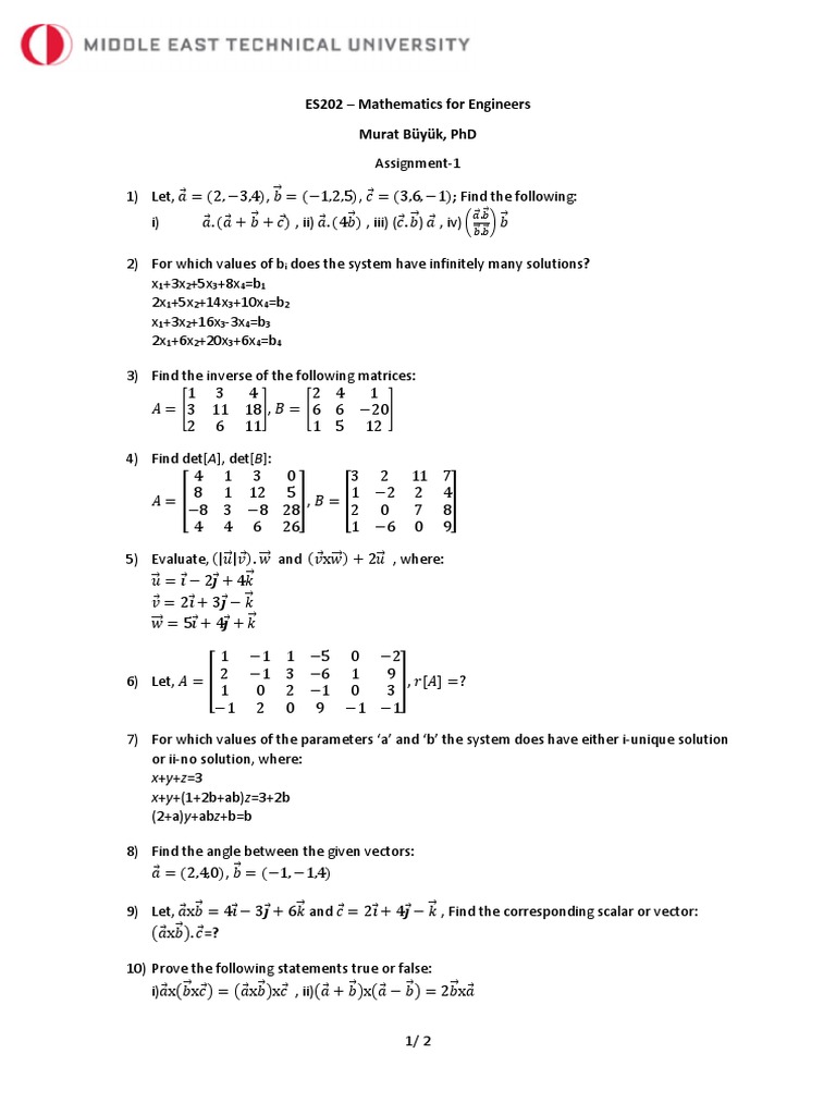 Assignment 1 | PDF | Determinant | Algorithms