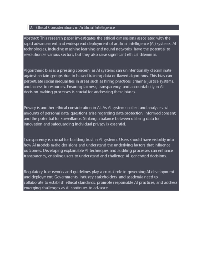 Ethical Considerations in Artificial Intelligence | PDF