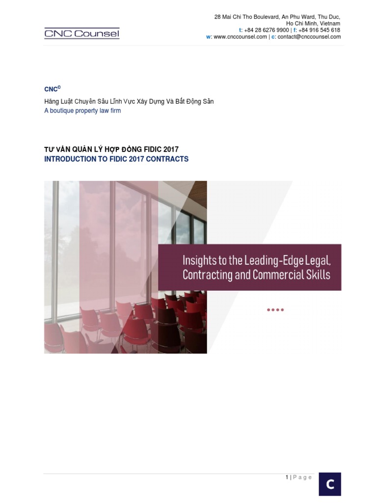 CNC Brochure - Introduction To FIDIC 2017 Contracts - 2023 | PDF