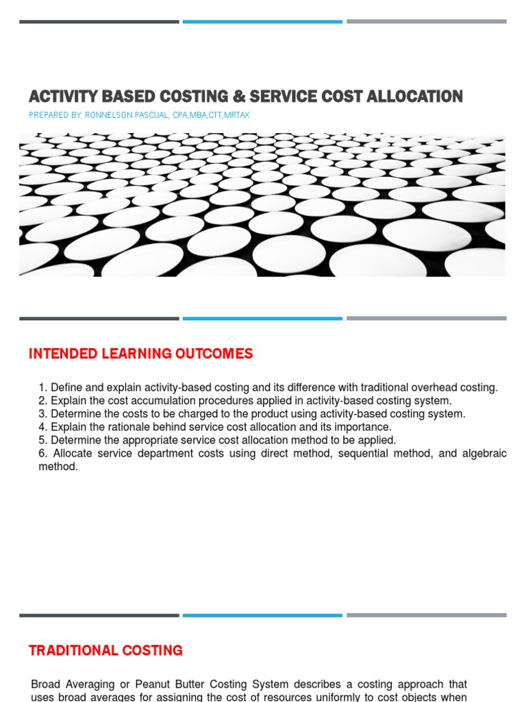 Stcm05 Activity Based Costing Service Cost Allocation Pdf Economies Financial Economics
