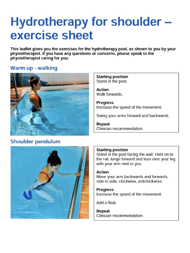 Hydrotherapy for shoulder exercises шанмугавел джагадисваран 604и | PDF