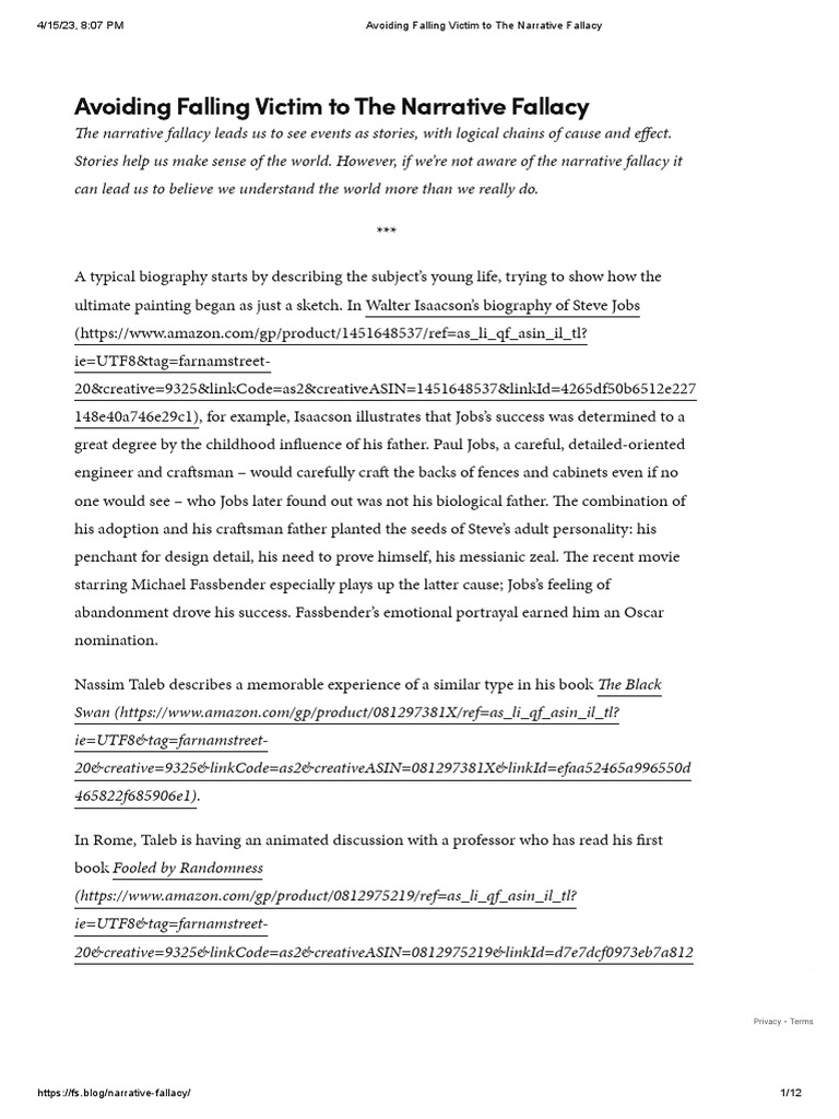 The Narrative Fallacy Foundations of Psychology | PDF | Causality ...