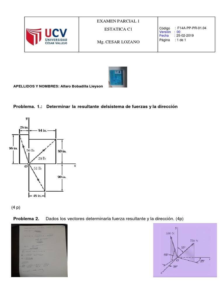 Examen PARCIAL ESTATICA A2a Resuelto | PDF