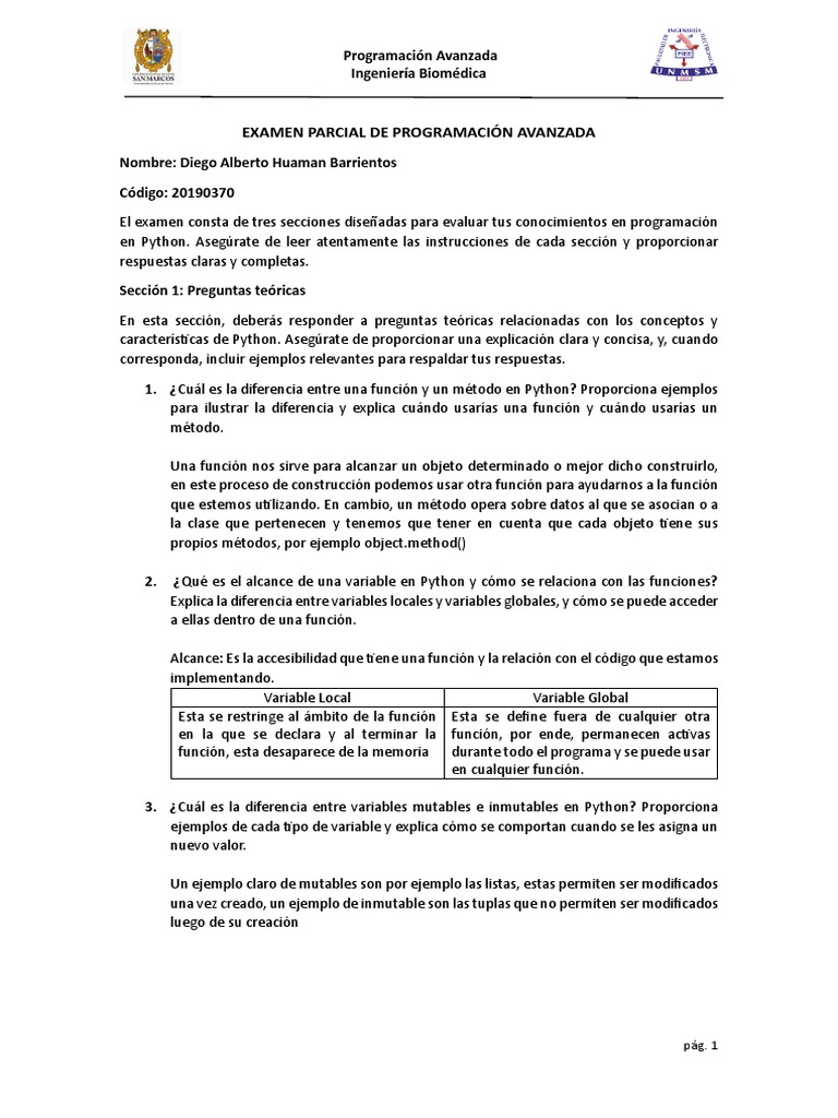 Examen de Programación Avanzada en Python | PDF | Objeto (informática ...