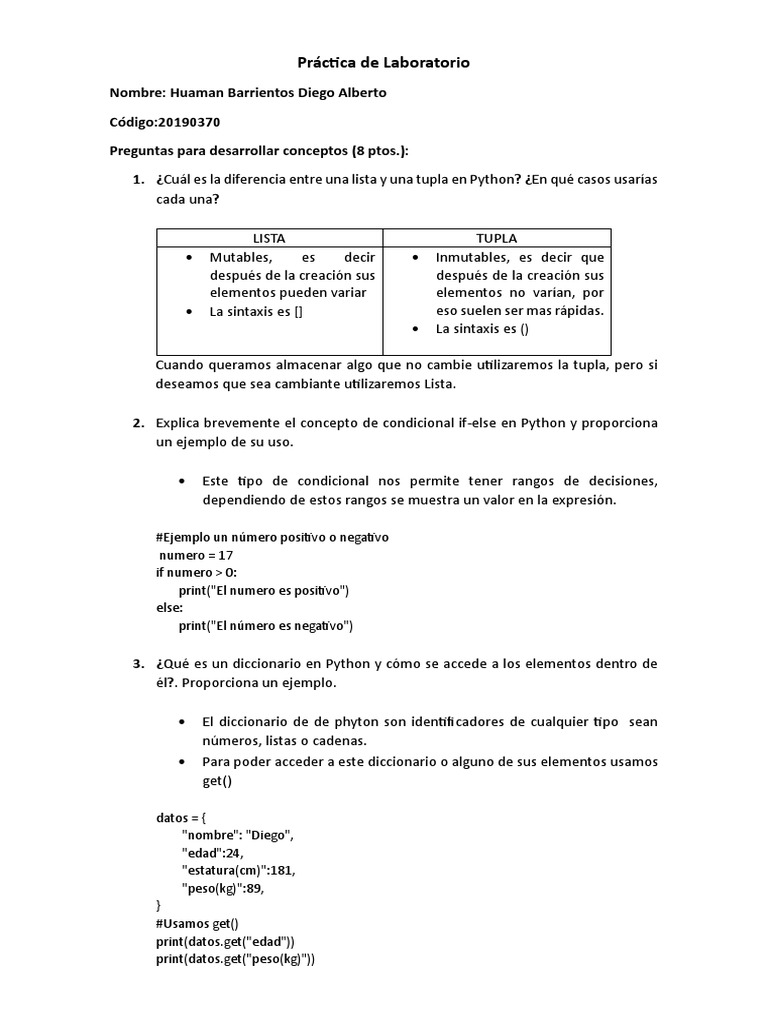 Práctica de Laboratorio Huaman Barrientos Diego Alberto | PDF | Python ...