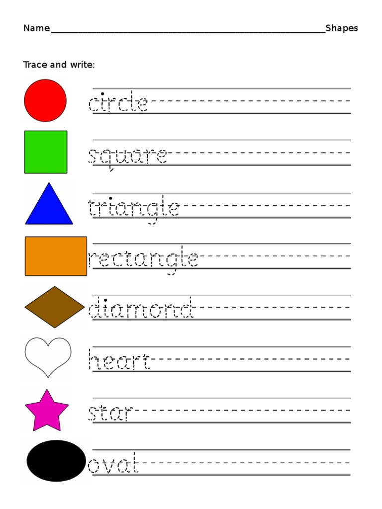 Tracing Shapes Worksheet | PDF
