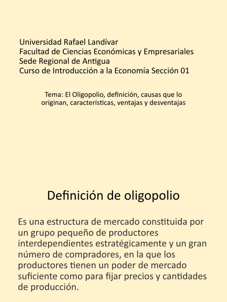 El Oligopolio, Características, Ventajas y Desventajas | PDF ...