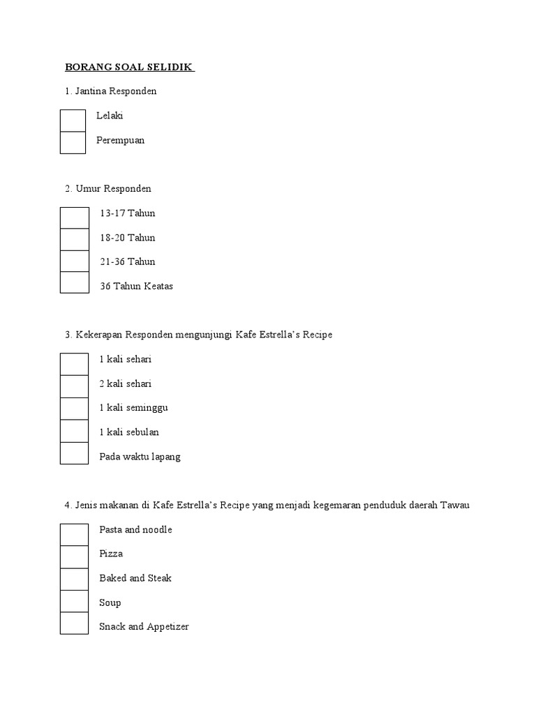 Borang Soal Selidik (Pam) | PDF