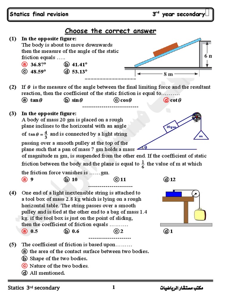 Statics | PDF | Force | Friction