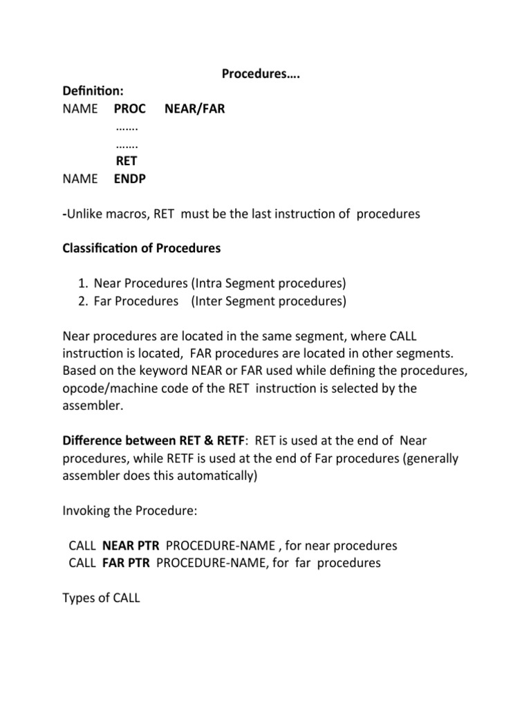 Notes-Procedures Ver1 | PDF | Assembly Language | Software Development