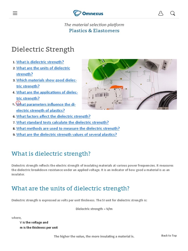 Dielectric Strength - Unit, Formula & Test Methods of Materials | PDF ...