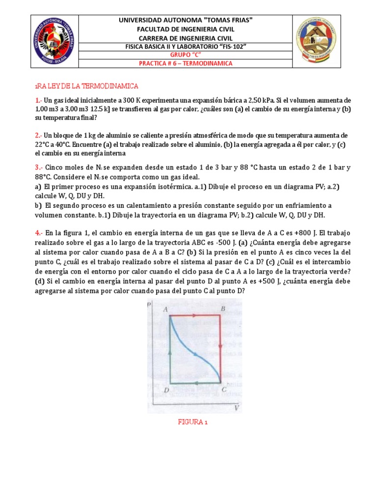 Práctica de Termodinámica FIS-102 | PDF | Gases | Calor