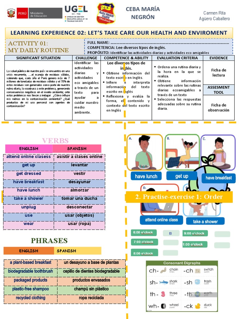 EDA 2 ACT 01 My Daily Routine A1 | PDF | Materiales | Cuestiones ambientales