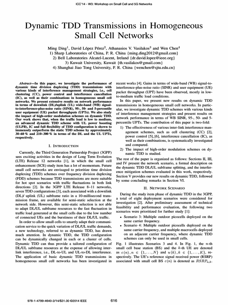 Dynamic TDD Transmissions in Homogeneous Small Cell Networks | PDF ...
