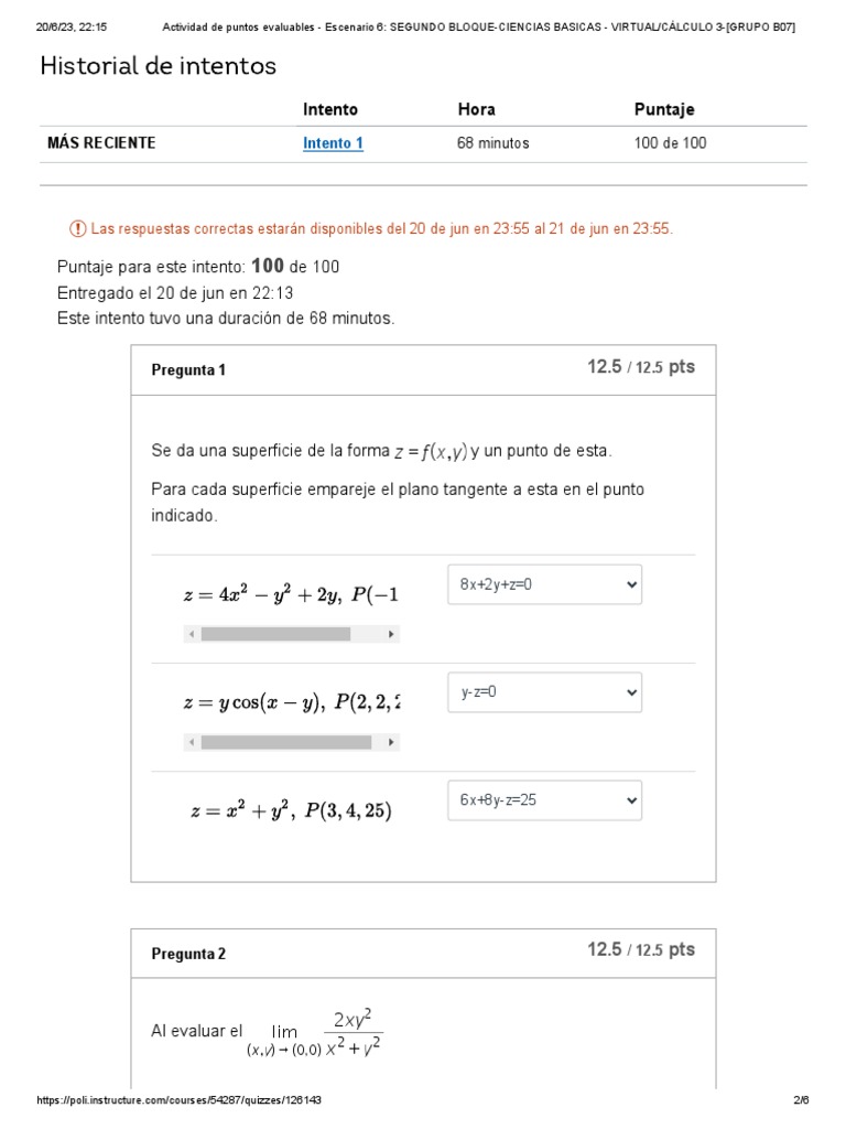 Actividad Puntos Evaluables Escenario 6 | PDF | Integral | Cálculo