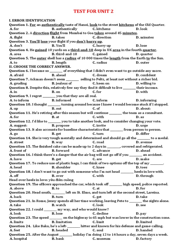 Test For Unit 2 | PDF