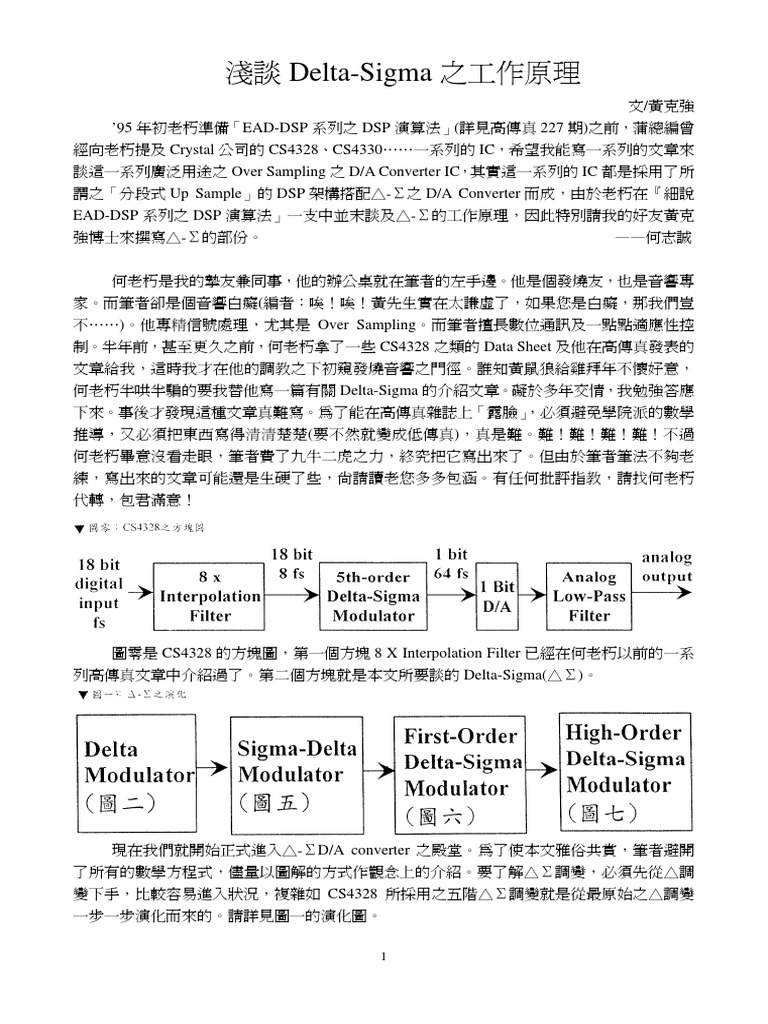 淺談 Delta-Sigma 之工作原理 | PDF