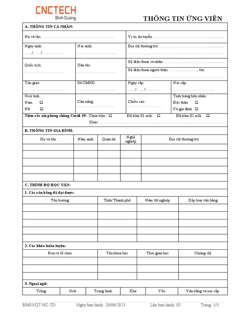Bm03 Thông Tin NG Viên | PDF