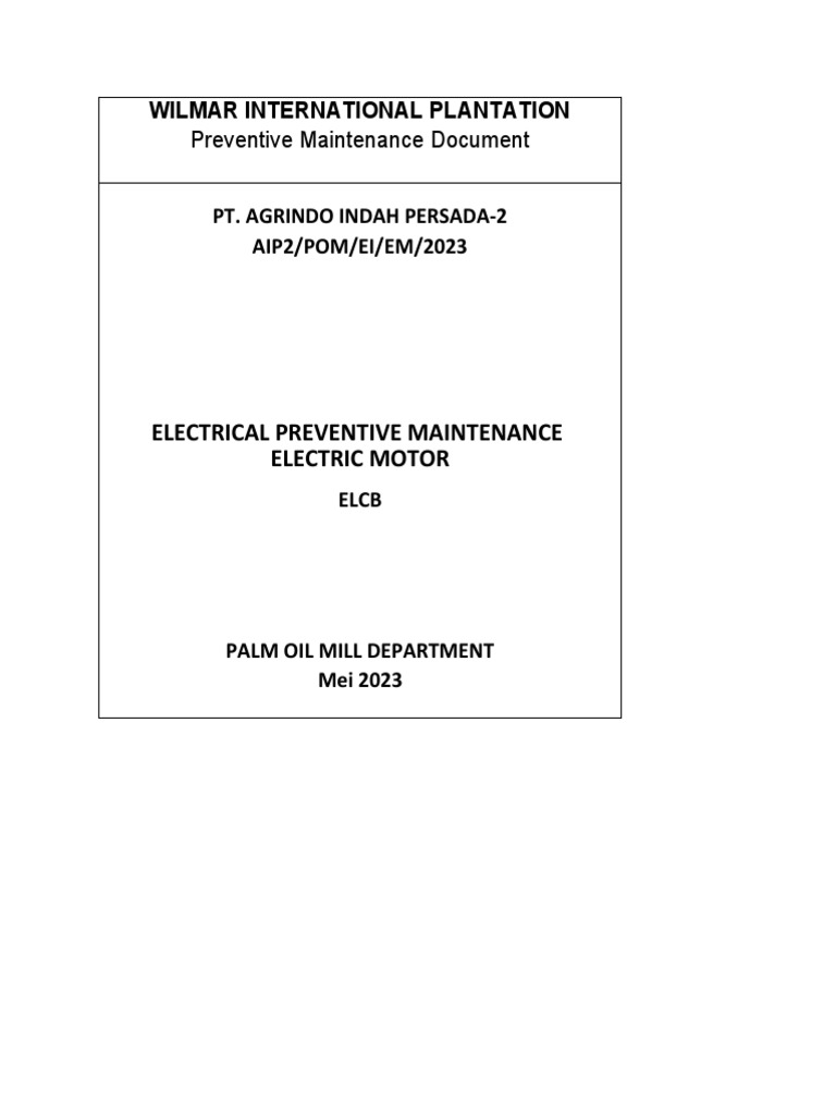 Pemeliharaan Listrik PT Agrindo Indah | PDF