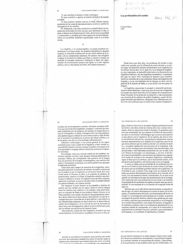 2 - Barthes - Una Problematica Del Sentido | PDF