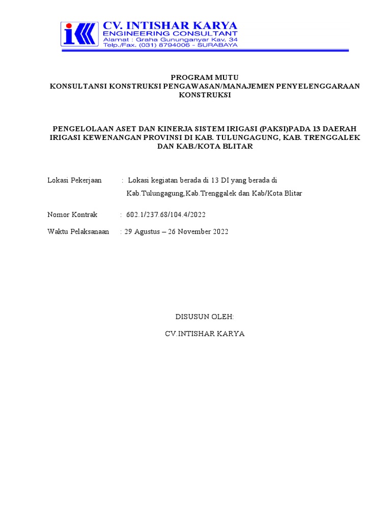 1 Lap. Program Mutu - E PAKSI Tulungagung, Trenggalek Dan Blitar-REV.1 | PDF