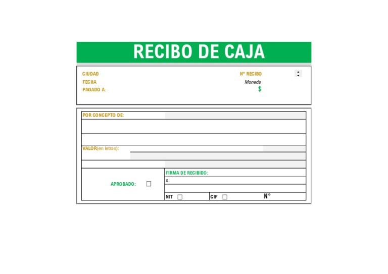 Formato Recibo de Caja | PDF