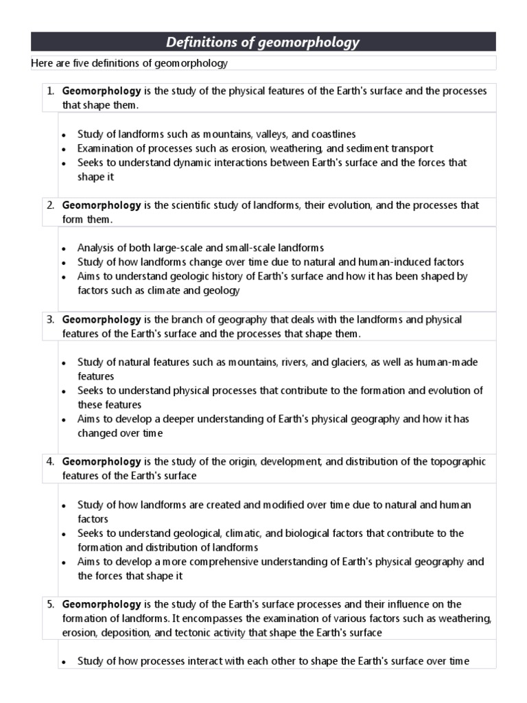 Understanding Geomorphology: Definitions & Scope | PDF | Geomorphology ...