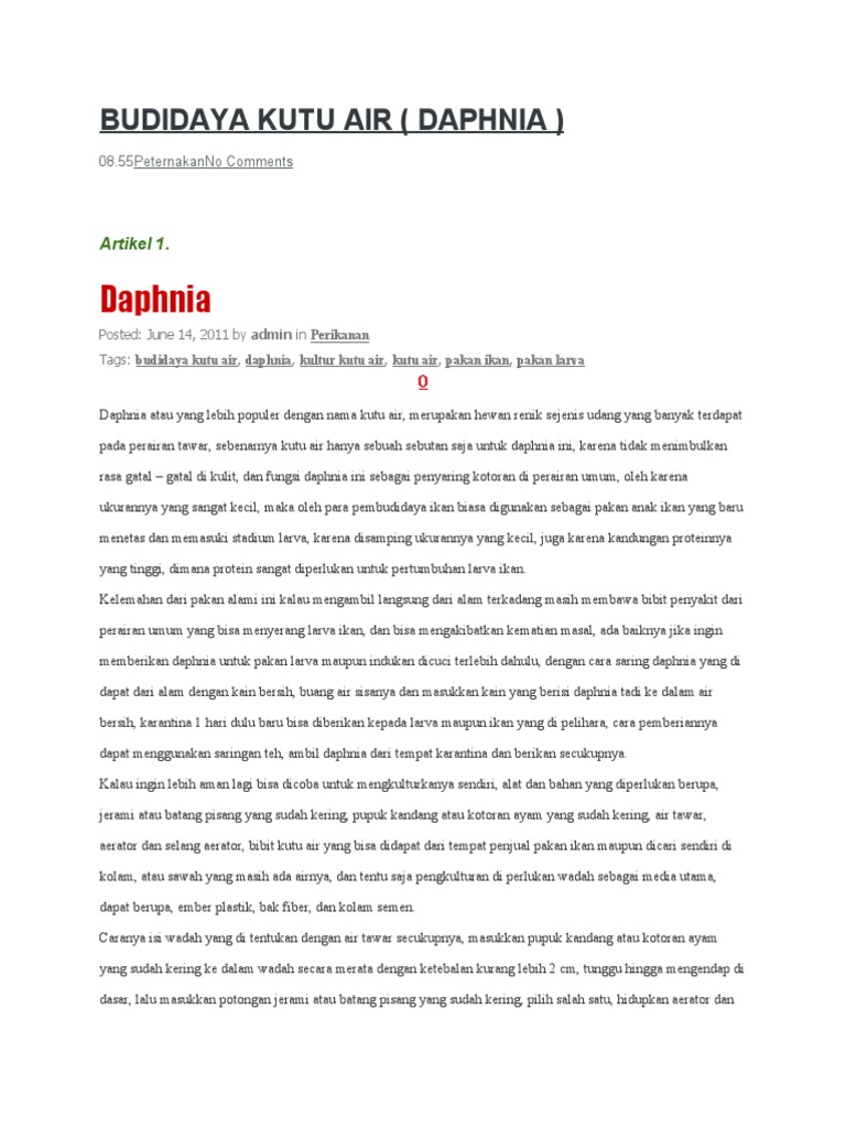 Budidaya Kutu Air | PDF
