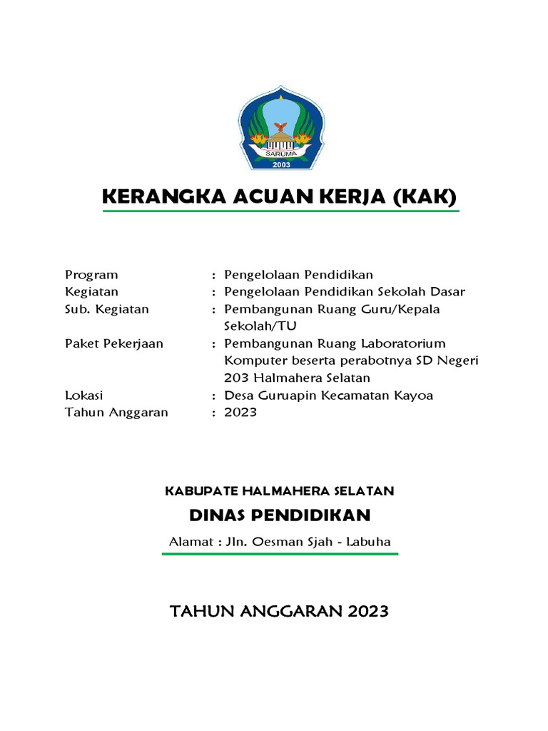 KAK Pembangunan Lab Komputer SDN 203 | PDF
