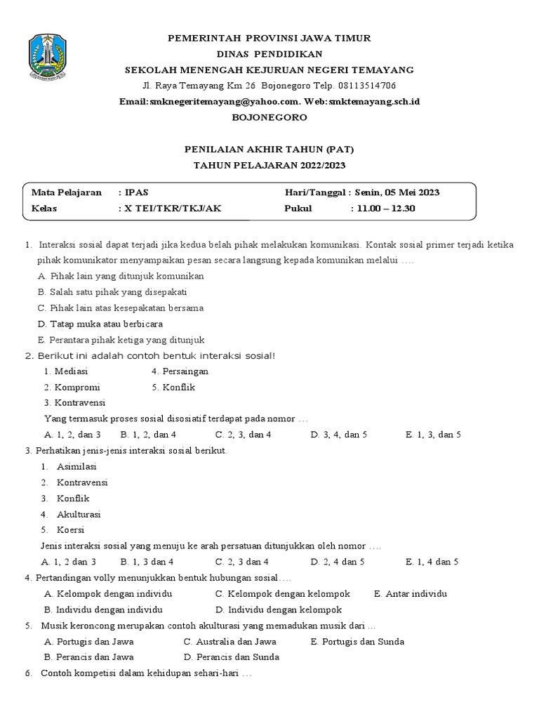 Soal Pat Projek Ipas X SMT-2 22-23 Ok | PDF