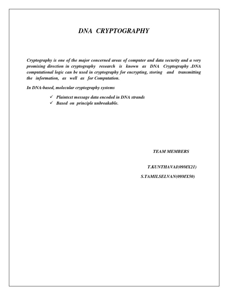 Dna Cryptography | PDF