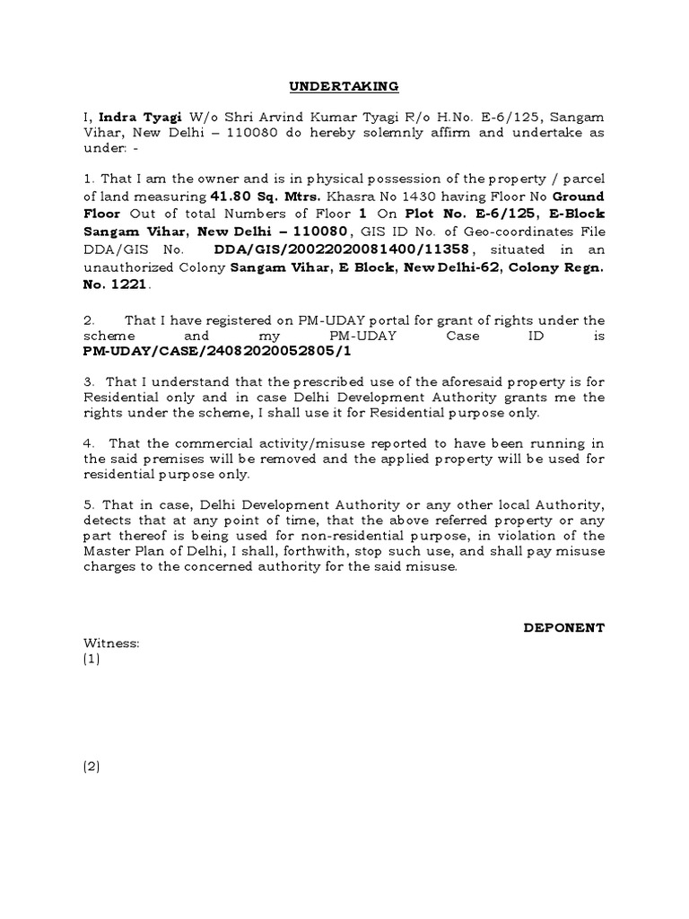 General Undertaking (1) | PDF