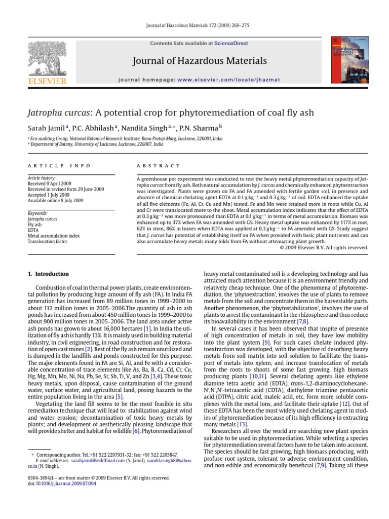 Jatropha Curcas | PDF | Soil | Ethylenediaminetetraacetic Acid