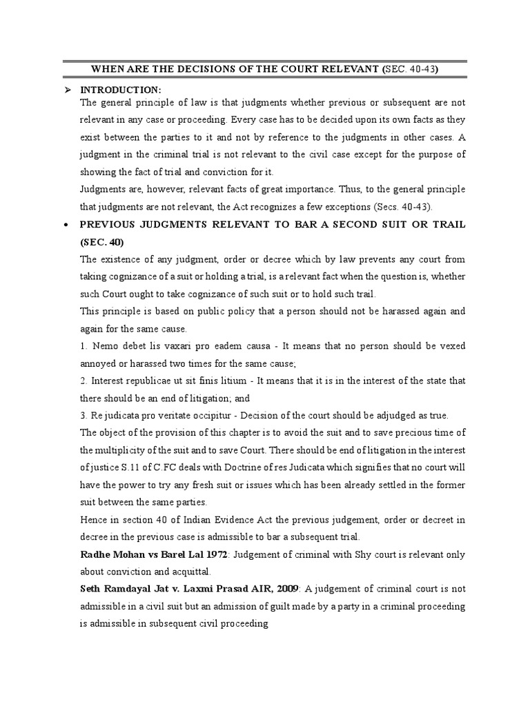When Are The Decisions of The Court Relevant | PDF | Judgment (Law ...