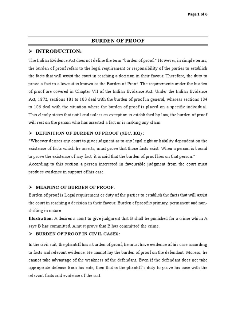 Burden of Proof Evidence Act | PDF | Burden Of Proof (Law) | Evidence (Law)