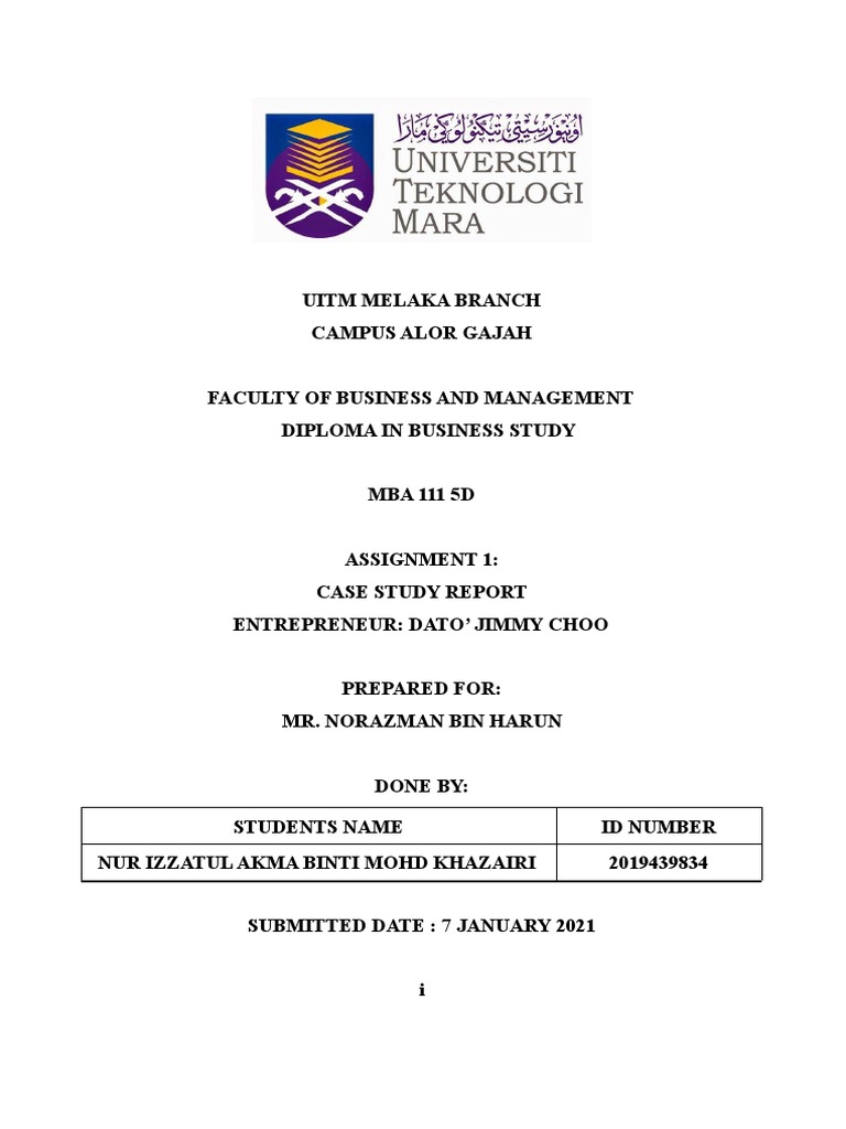 Ent 300 Assignment 1 - Study Case Report (Entrepreneur Profile) | PDF ...