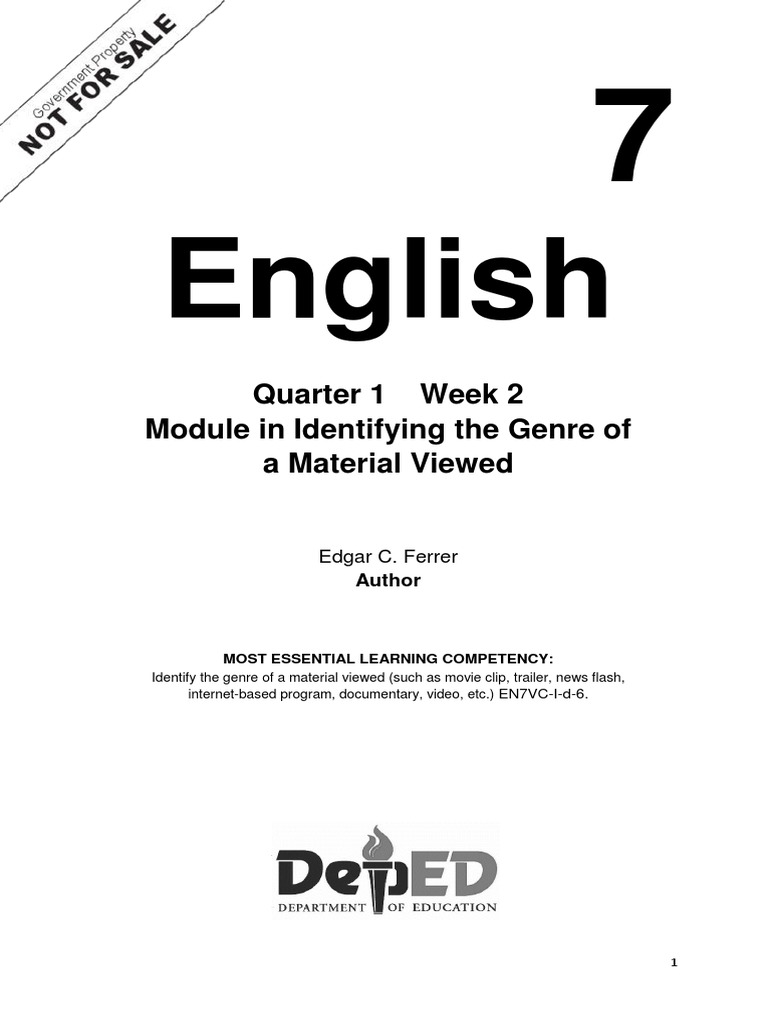 English 7 Q1 Week 2 | PDF | Genre