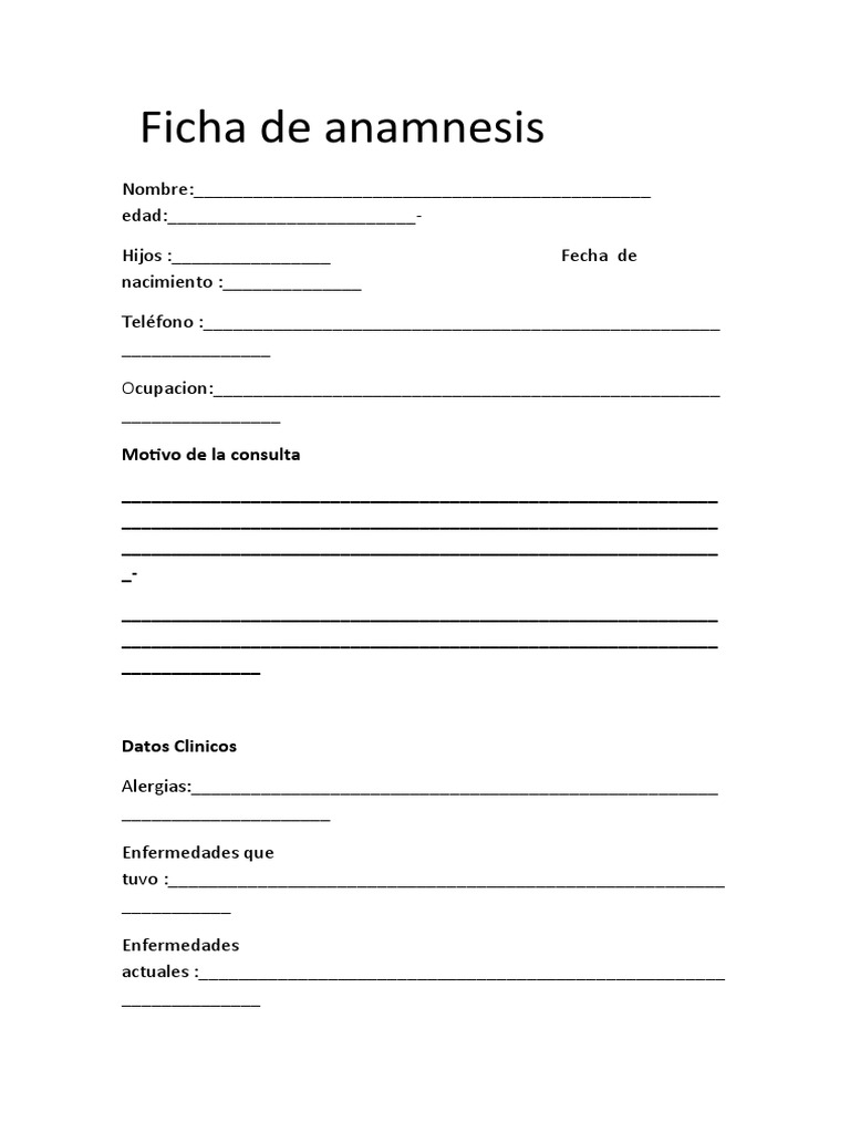 Ficha de Anamnesis | PDF