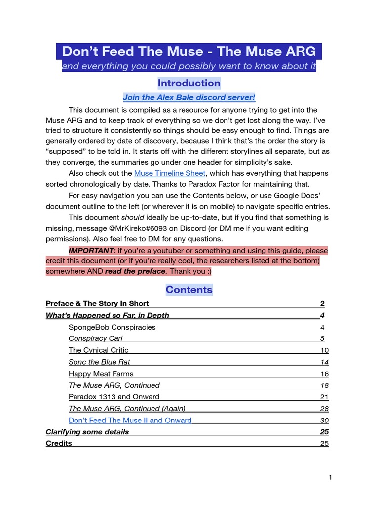 Don't Feed The Muse - The Muse ARG | PDF | You Tube | Conspiracy Theory