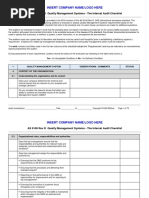 AS9100 Rev D Internal Audit Checklist | PDF | Quality Management System ...