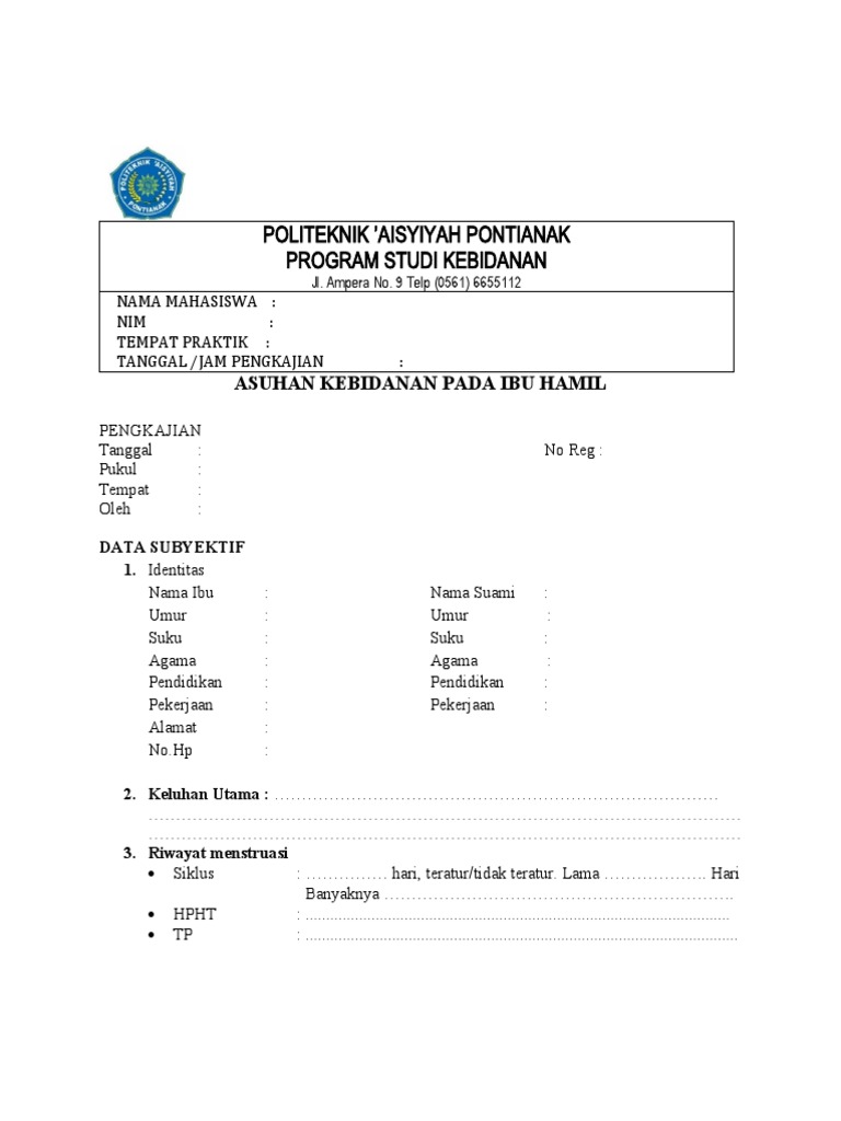 Format Anamnesa Anc | PDF