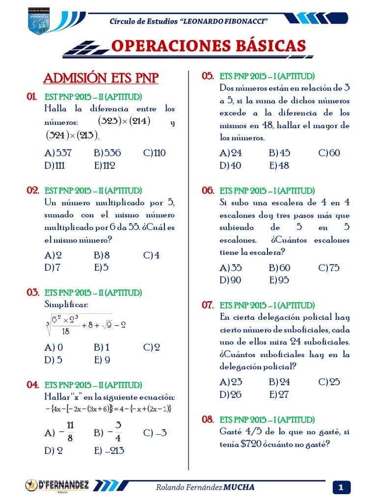 01 - Operaciones Básicas | PDF