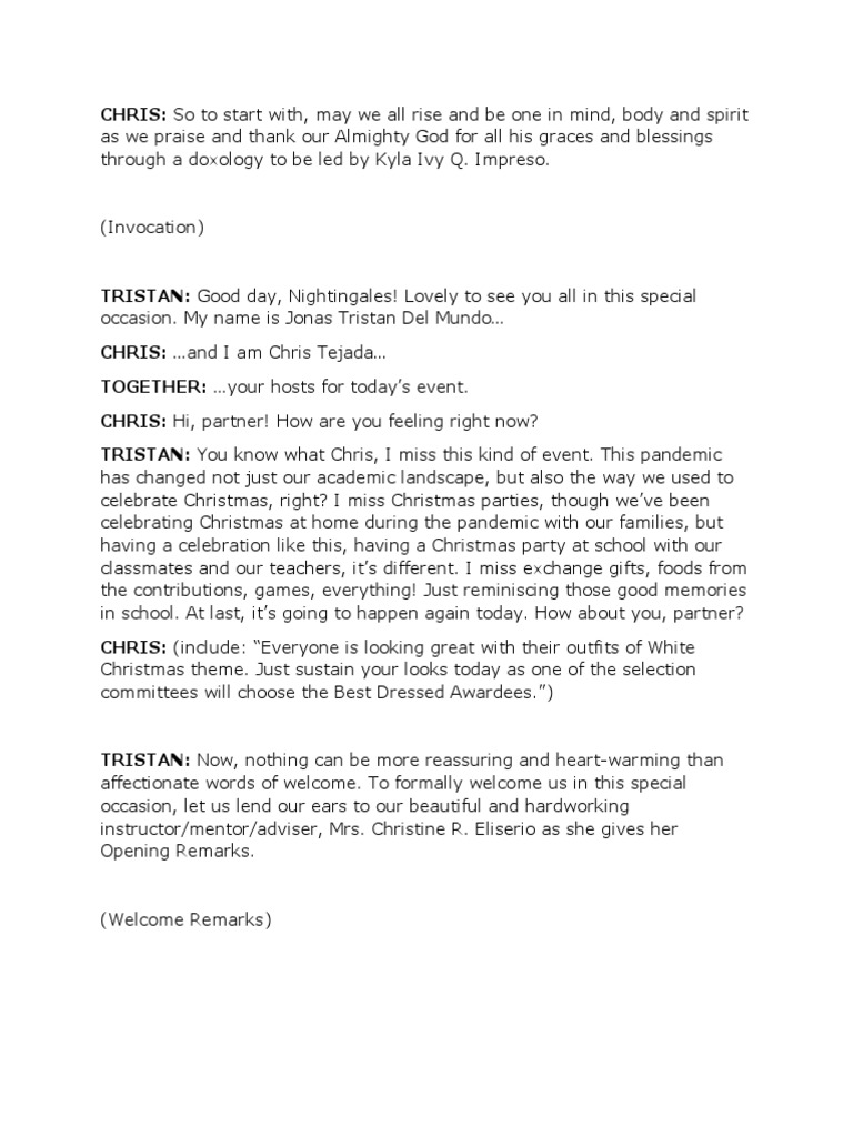 Emcee Script (Final) | PDF | Entertainment