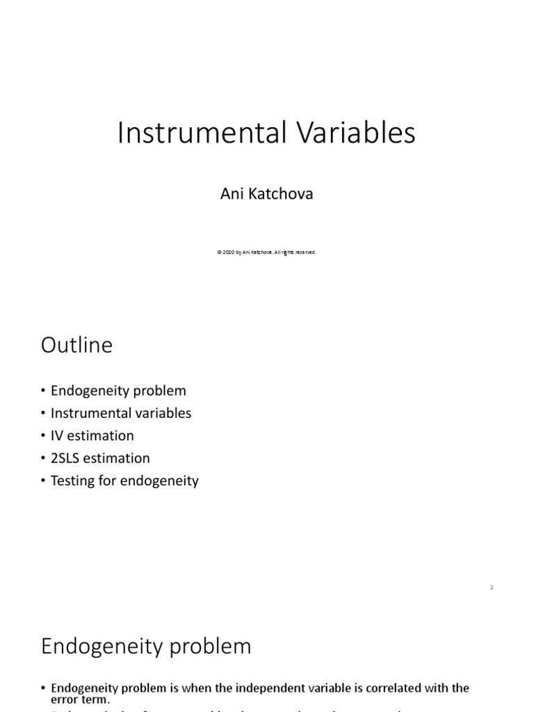 15 Instrumental Variables | PDF | Endogeneity (Econometrics) | Ordinary Least Squares