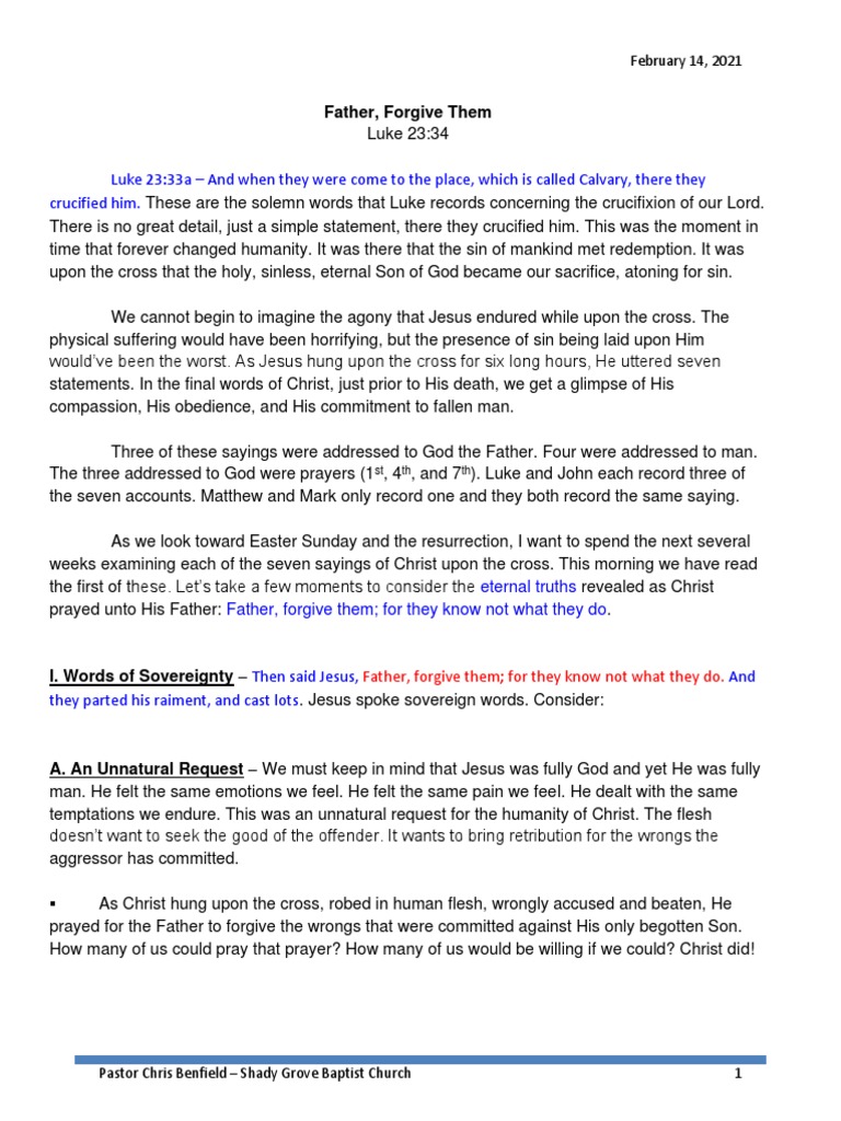 Father Forgive Them - Luke 23 34 | Download Free PDF | Jesus ...