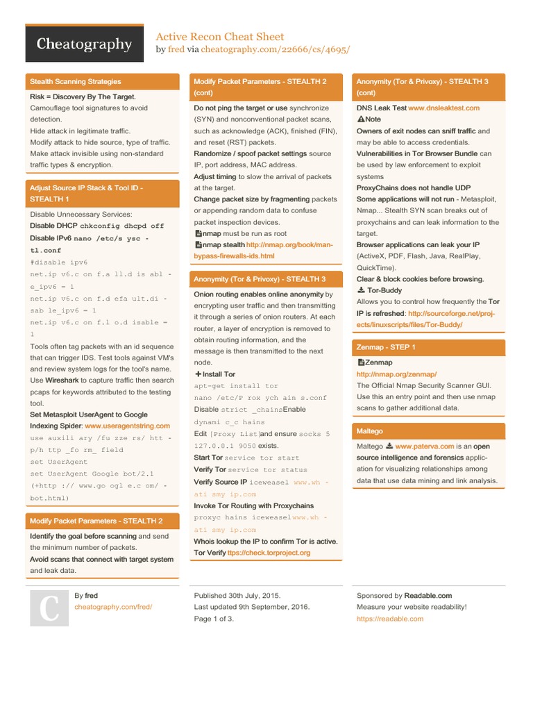 Active Recon Cheat Sheet | PDF | World Wide Web | Internet & Web