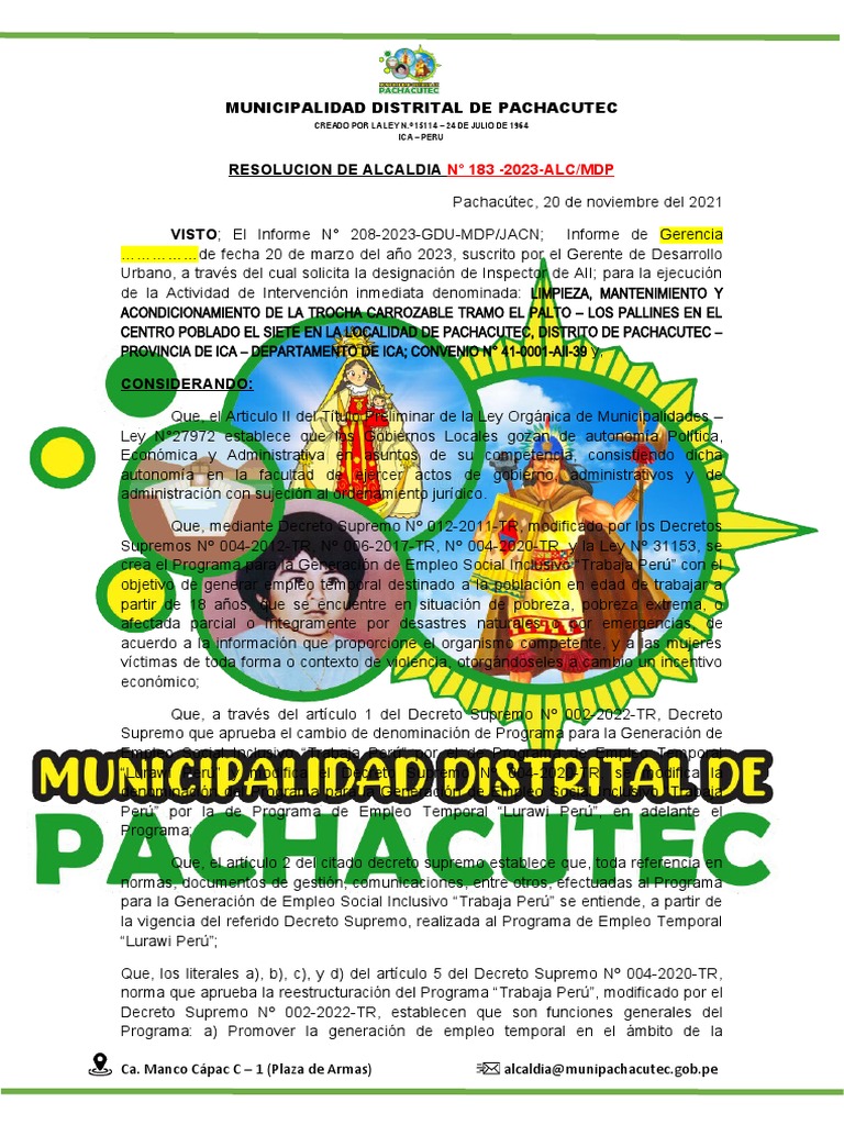 Resolucion Isnpector - Modelo Referencial | PDF | Perú