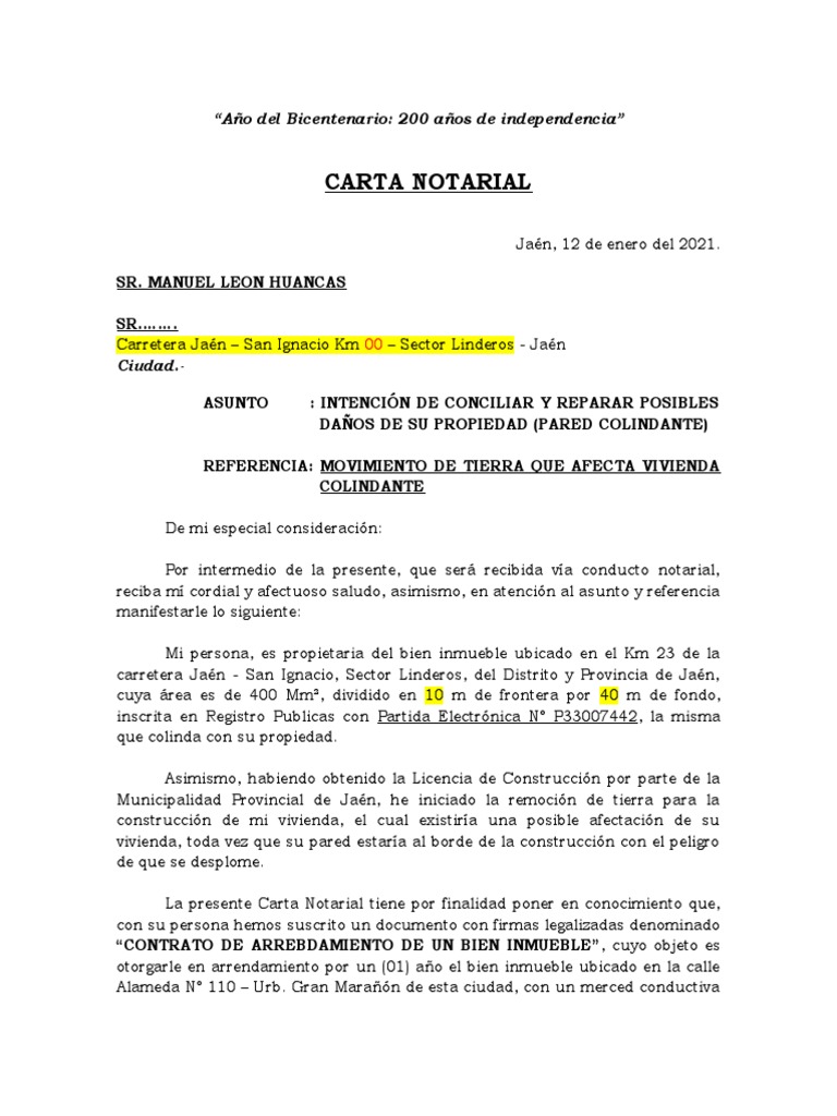 Carta Notarial - Varios | PDF | Pagos | Business