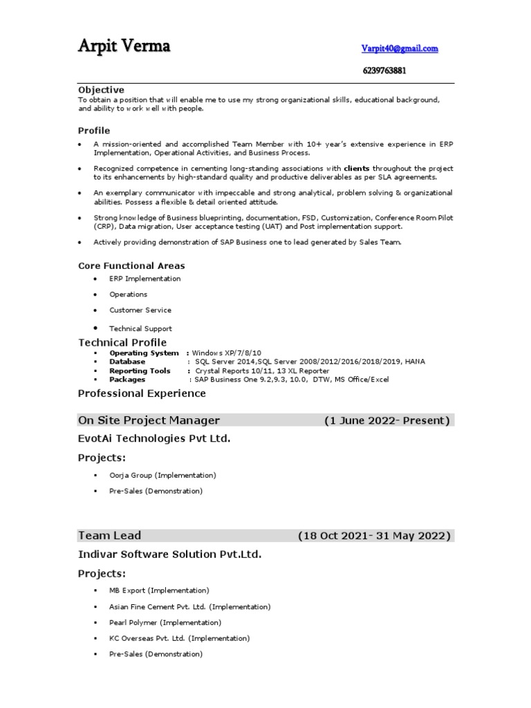 Arpit Verma - Resume-1 | Download Free PDF | Enterprise Resource Planning | Computing